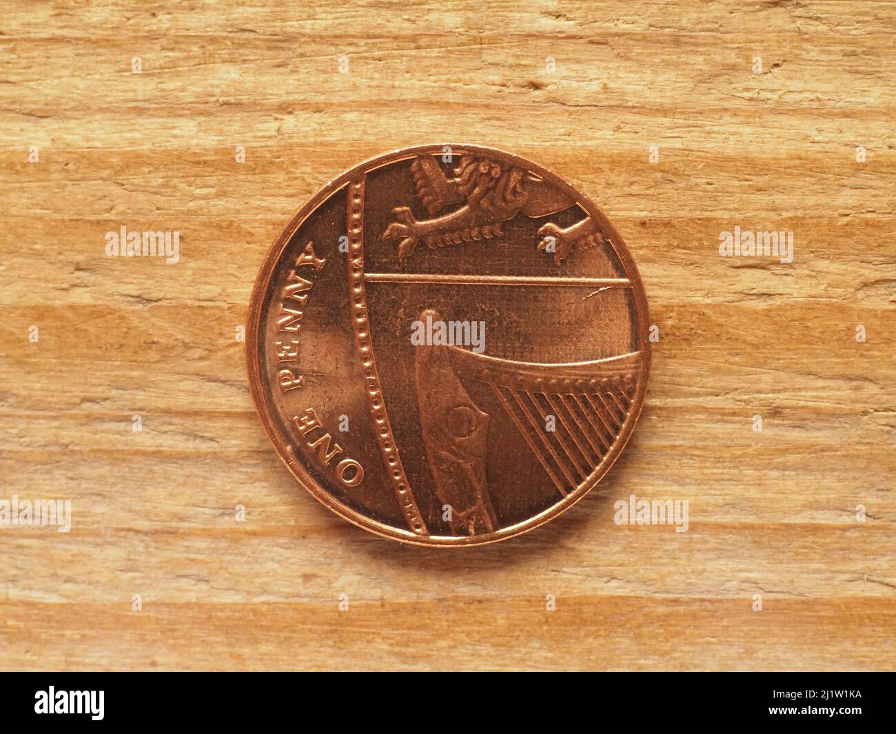 one penny coin reverse side, currency of the United Kingdom Stock Photo ...