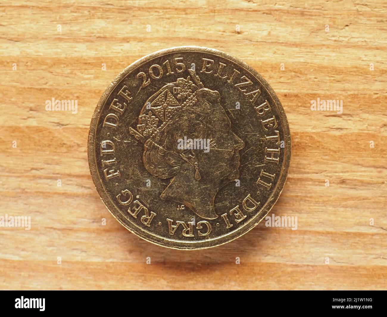 LONDON, UK - CIRCA 2022: one pound coin obverse side showing a portrait ...