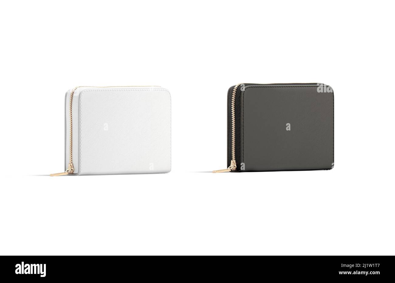 Blank black and white small money wallet mockup, side view Stock Photo ...