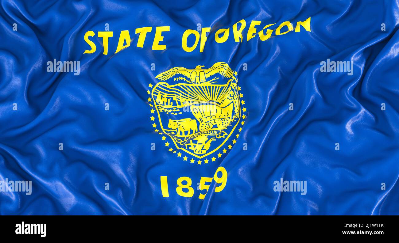 blue flag of the state of oregon. 3d render Stock Photo - Alamy