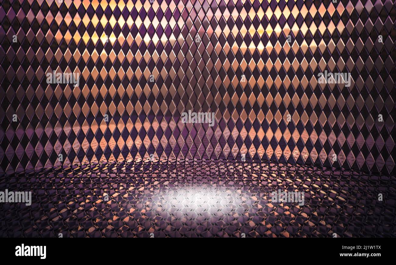 abstract geometric background with gold and purple rhombuses. 3d render ...