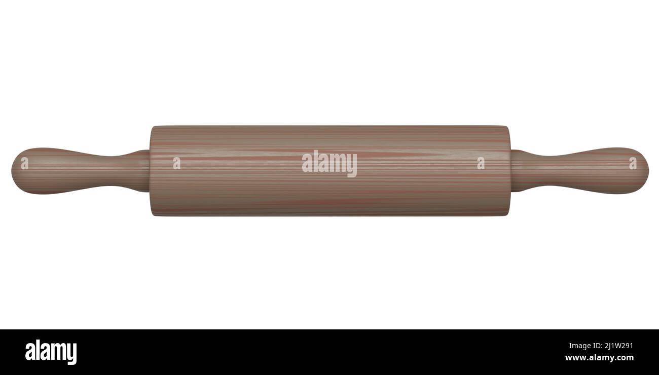 Wooden rolling pin isolated on white background Stock Photo - Alamy