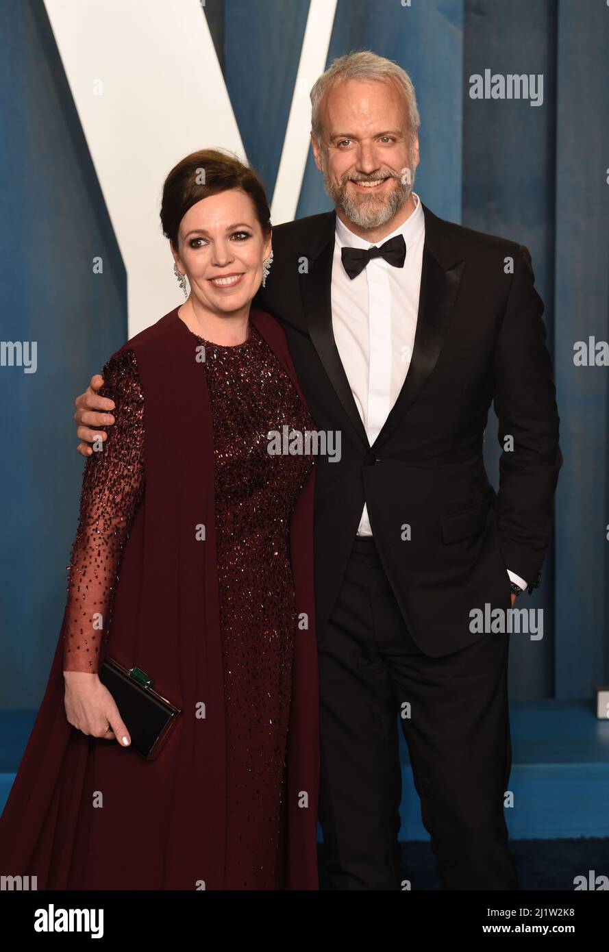Olivia Colman and husband Ed Sinclair attending the Vanity Fair Oscar ...