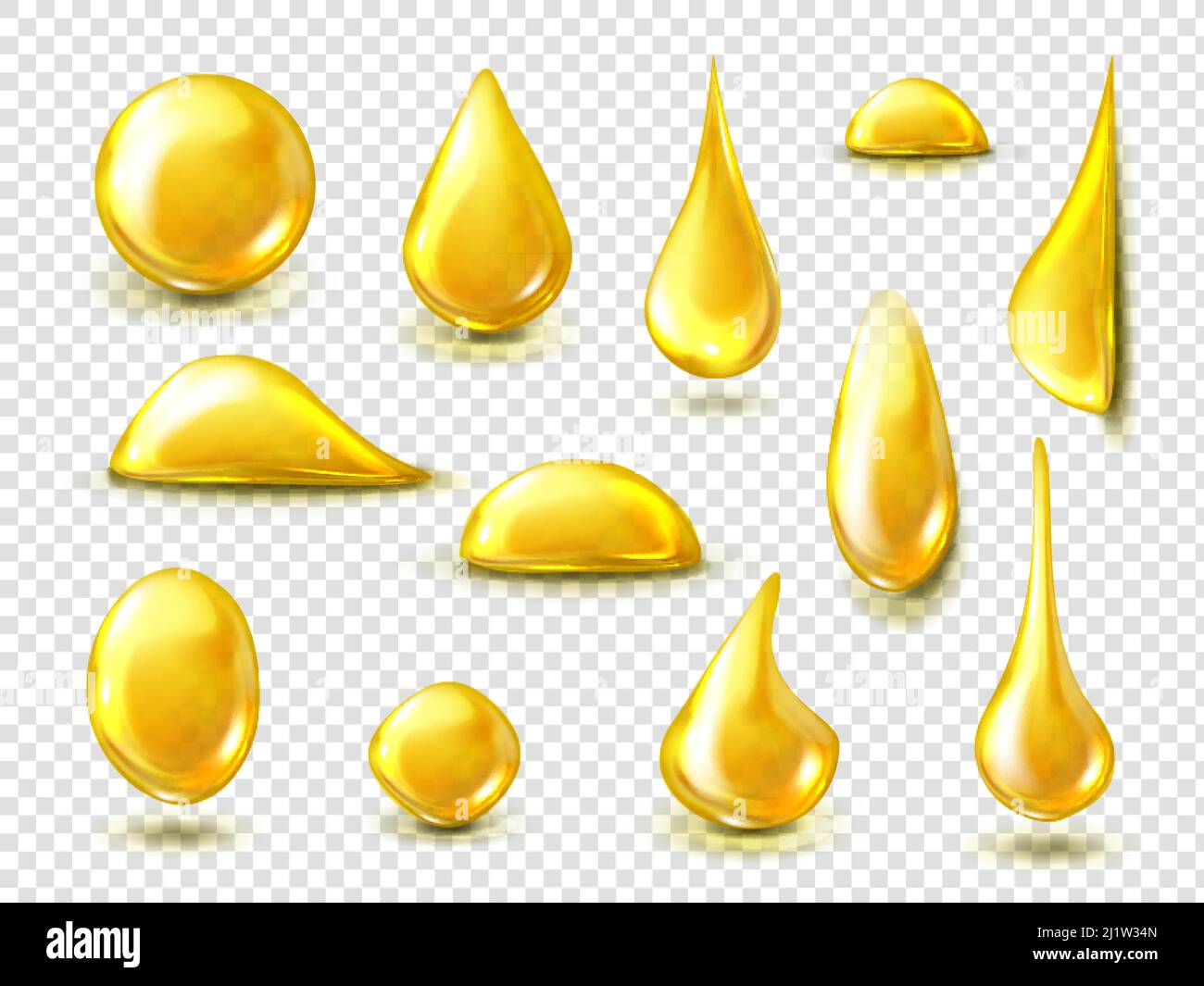 Golden drops of oil or honey isolated on transparent background. Vector ...