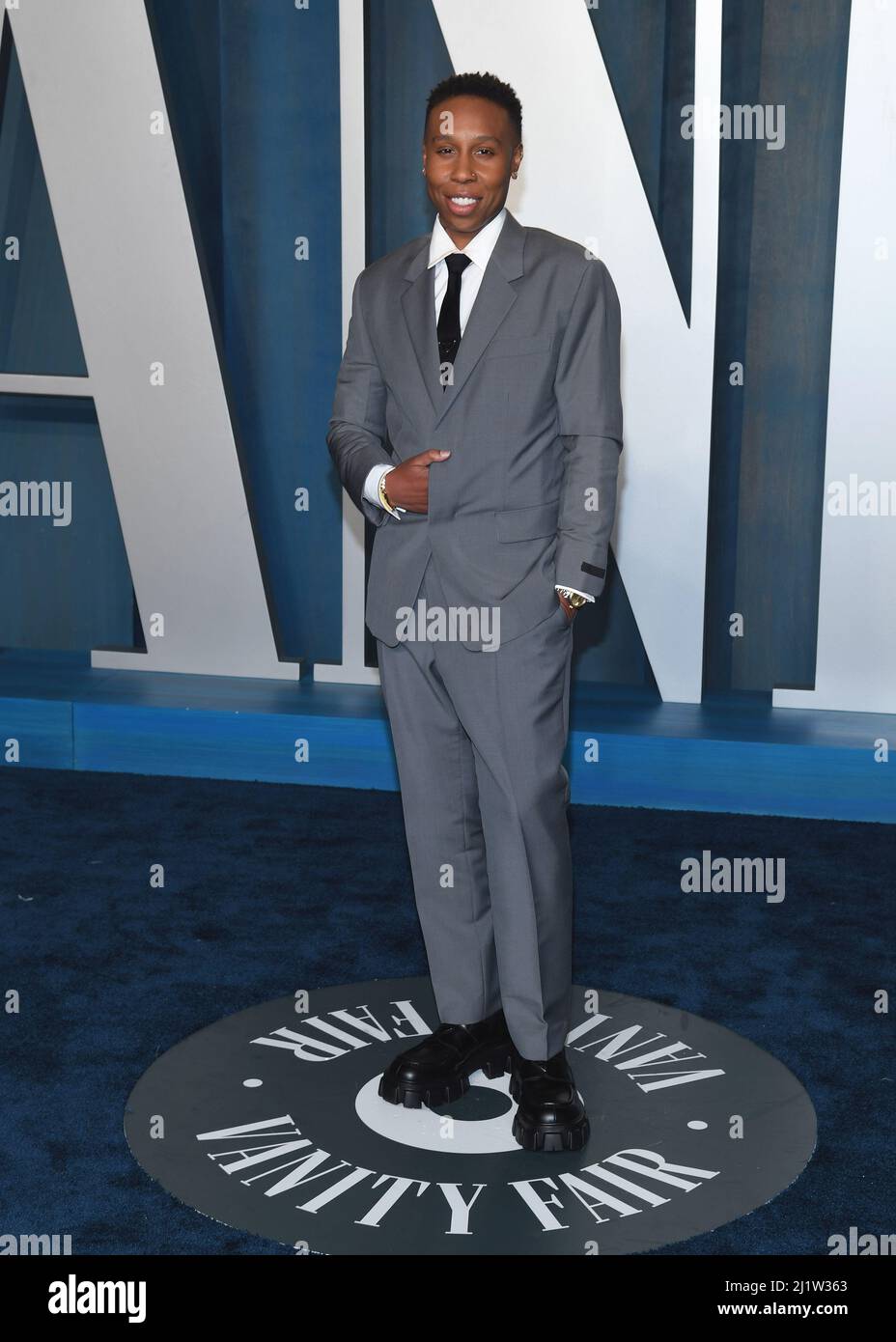 Lena Waithe walking on the red carpet at the 2022 Vanity Fair Oscar ...