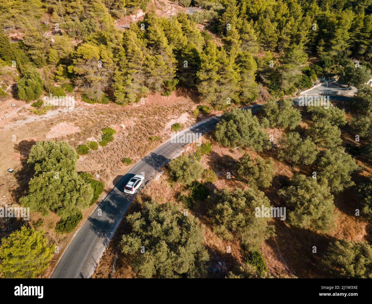 aerial view of car moving by road at Lefkada island Greece Stock Photo ...