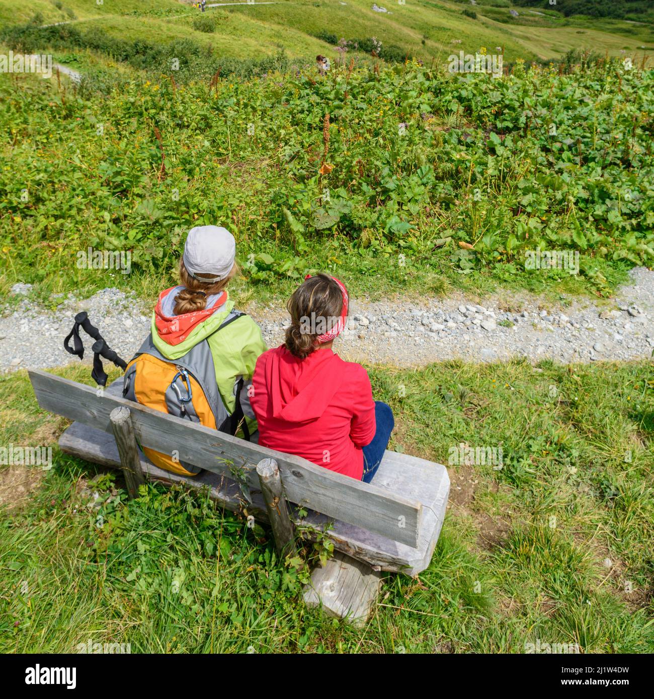 Hiking with the kids in western austrian mountains near Lech Stock ...