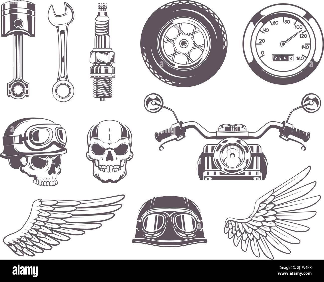 Motorcycle badges. Traveling moto labels for bikers club choppers skull ...