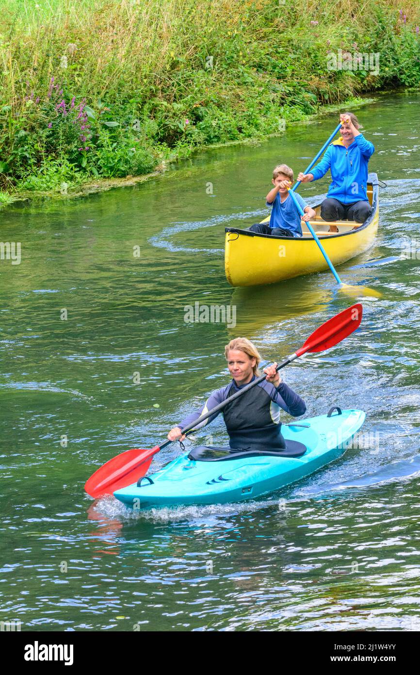 Group of people paddling on river in middle franconia Stock Photo - Alamy