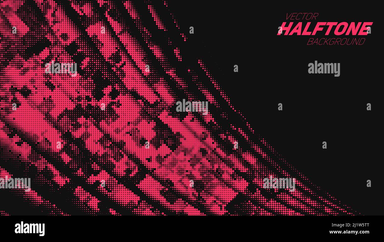 Abstract vector torn red halftone corner wave. Scrathed dotted texture ...