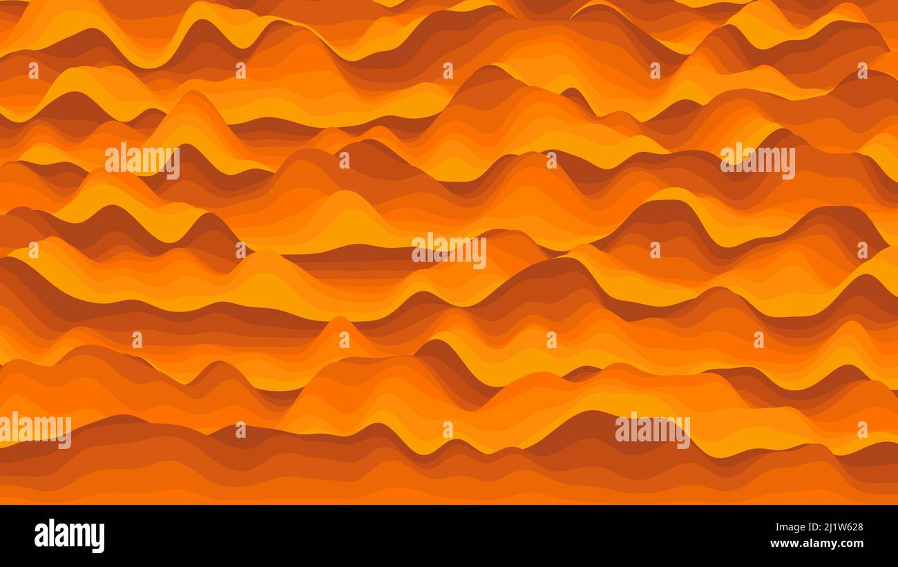 Retro orange stripes distorted backdrop. Procedural vintage ripple ...