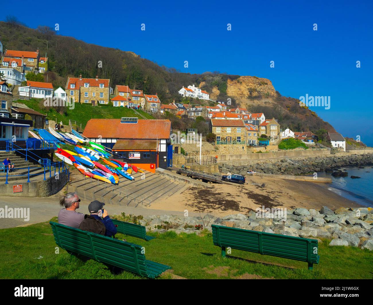 The small village of Runswick Bay with quaint houses and cottages ...