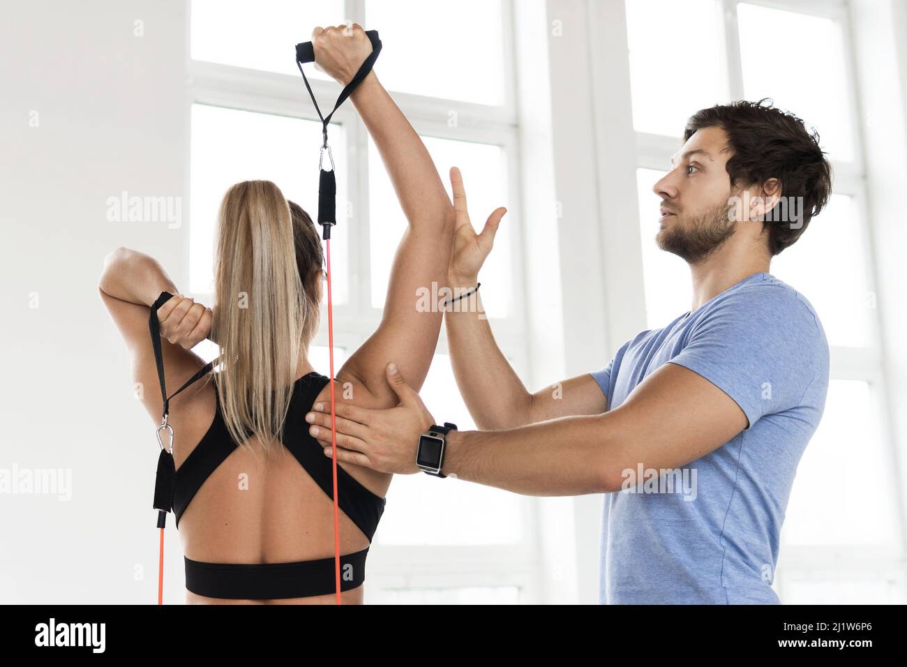 Strong woman workout resistance hi-res stock photography and images - Alamy