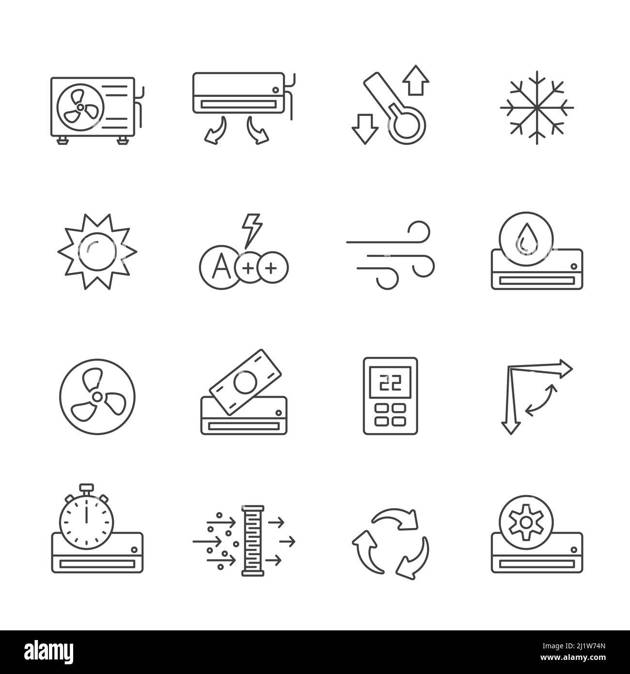 Line home air conditioner icons - Vector icon set Stock Vector Image ...