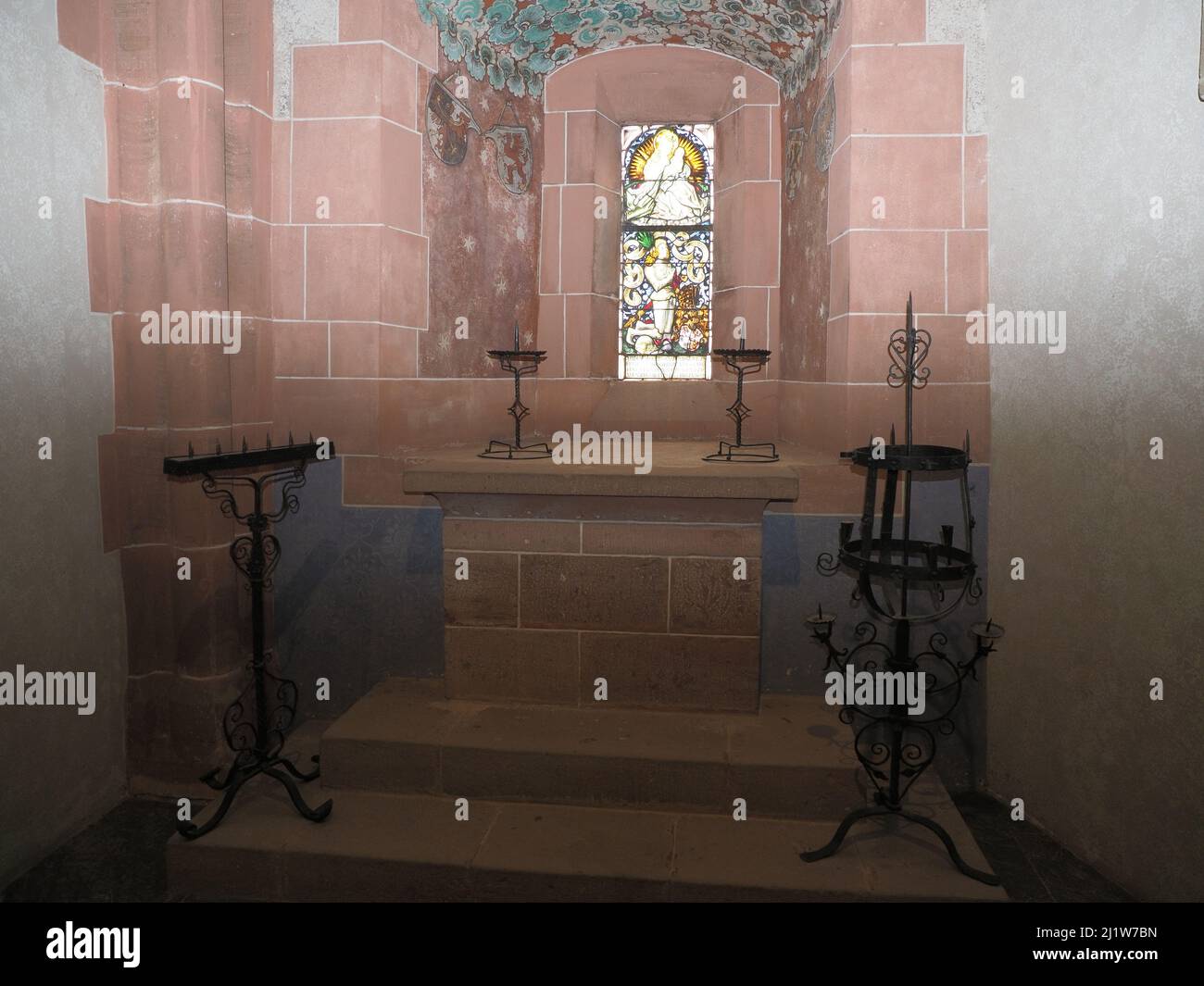 Medieval window in chamber of Koenigsbourg castle in european ...