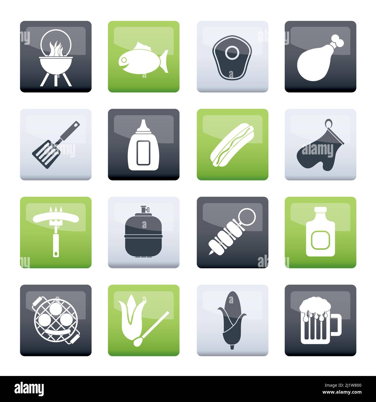 Grilling and barbecue icons over color background - vector icon set ...