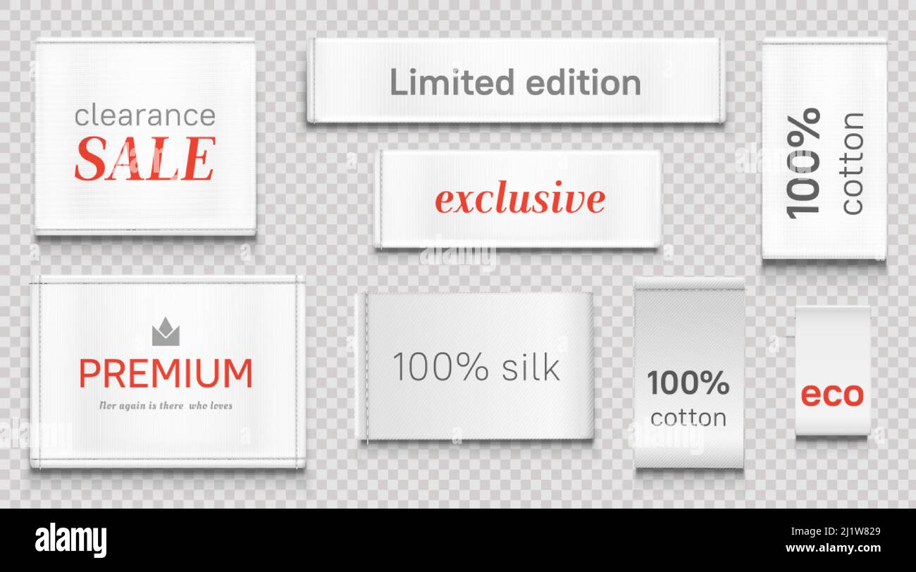 Cloth labels for apparel, premium brand white tags with crown symbol ...