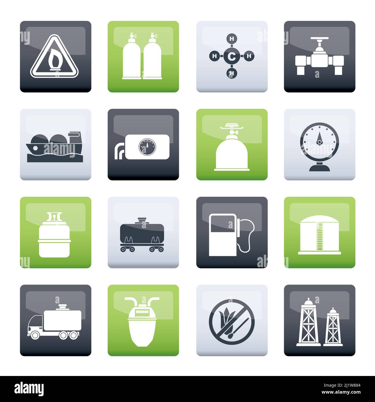 Natural gas objects and icons over color background - vector icon set ...