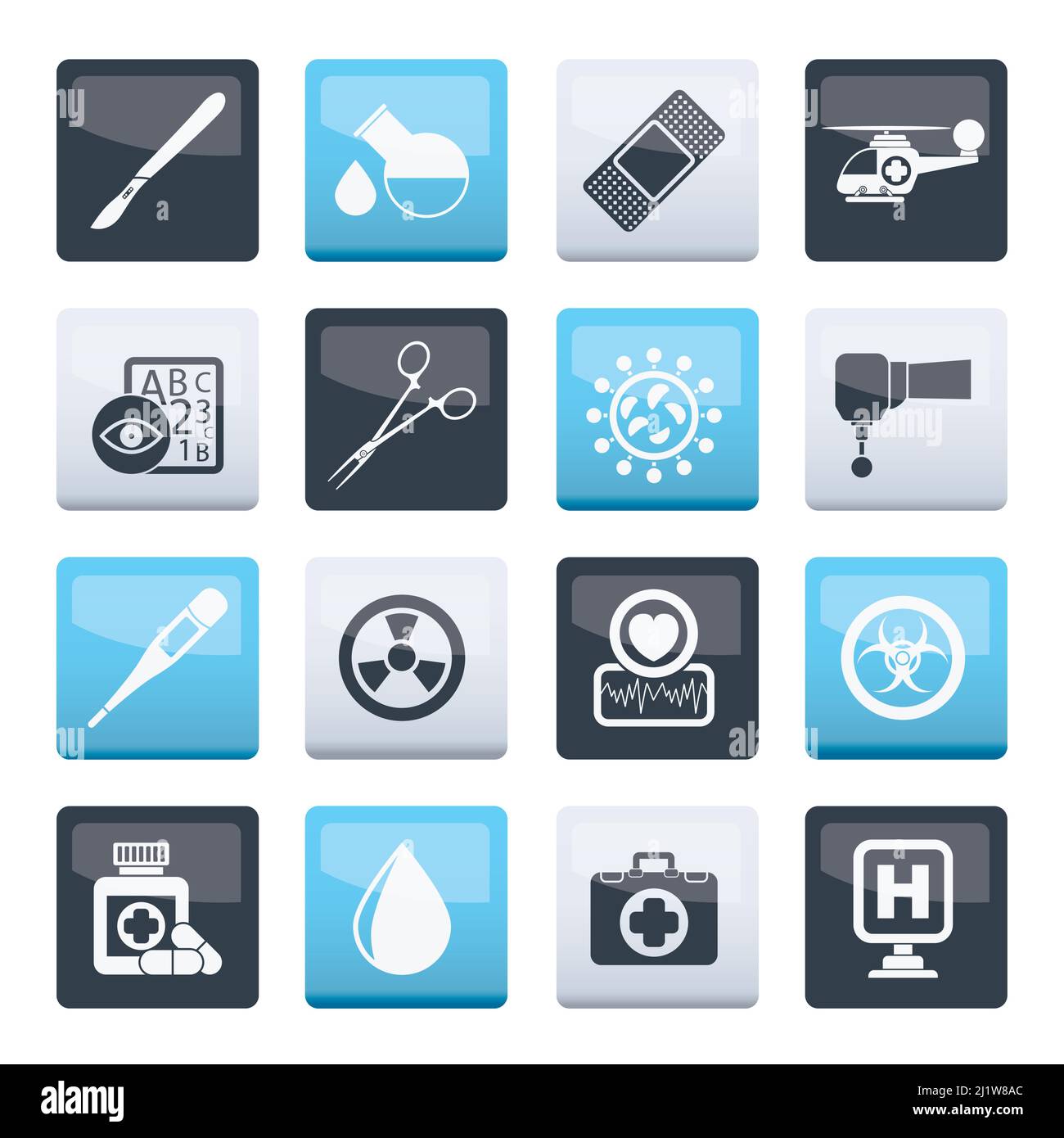 Medicine and hospital equipment icons over color background - vector ...