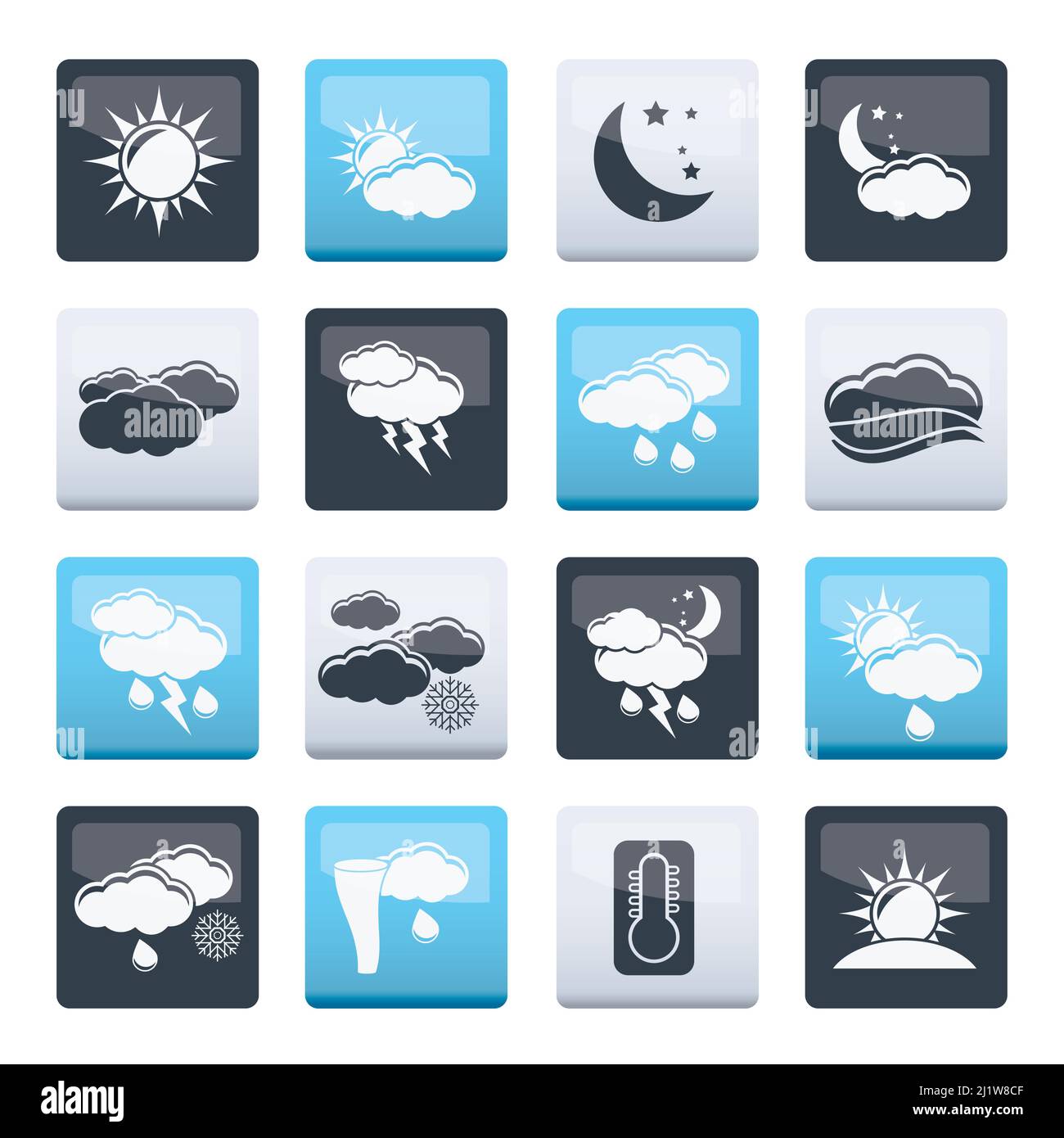 Weather and meteorology icons over color background - vector icon set ...