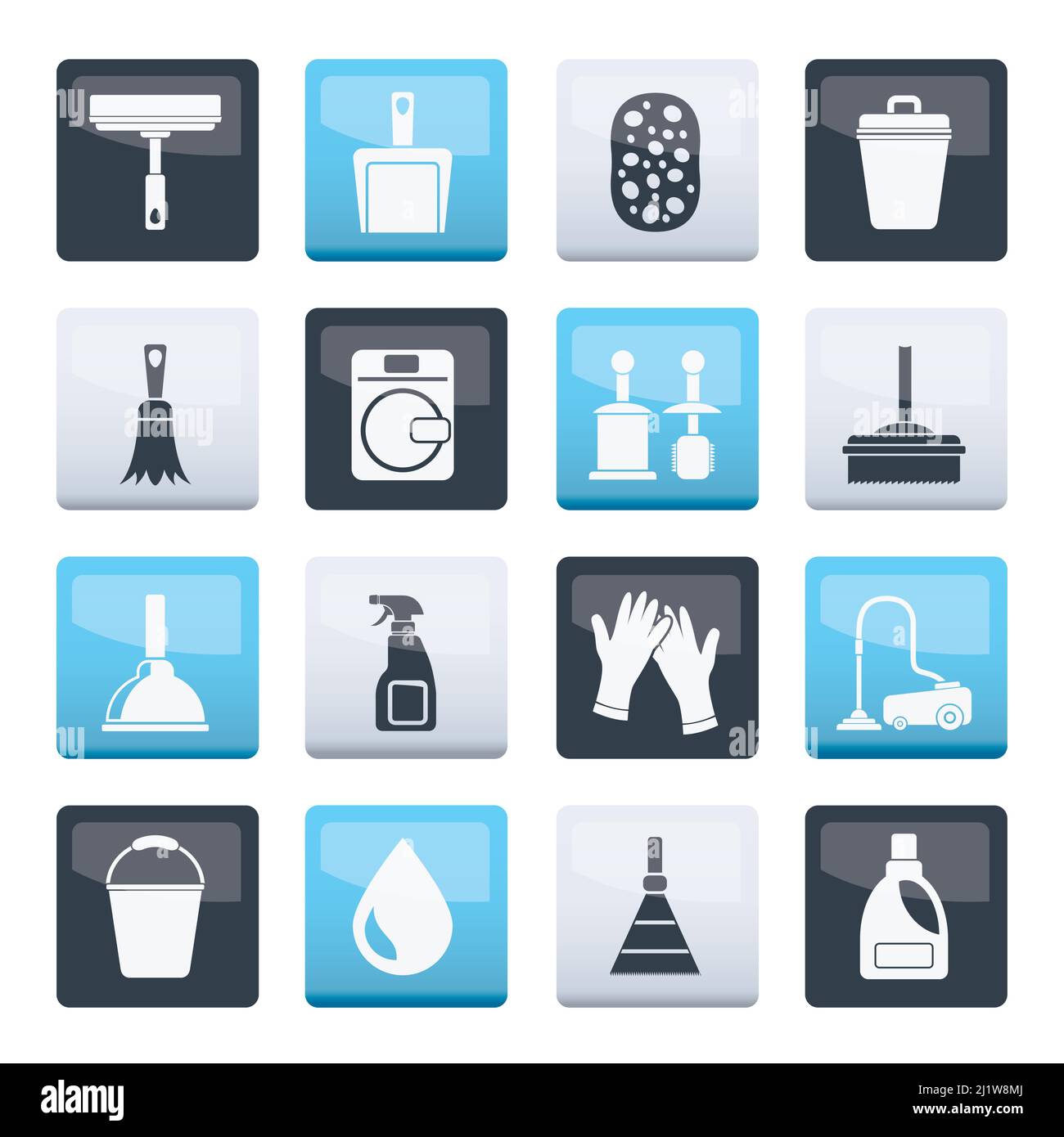 Cleaning and hygiene icons over color background - vector icon set ...