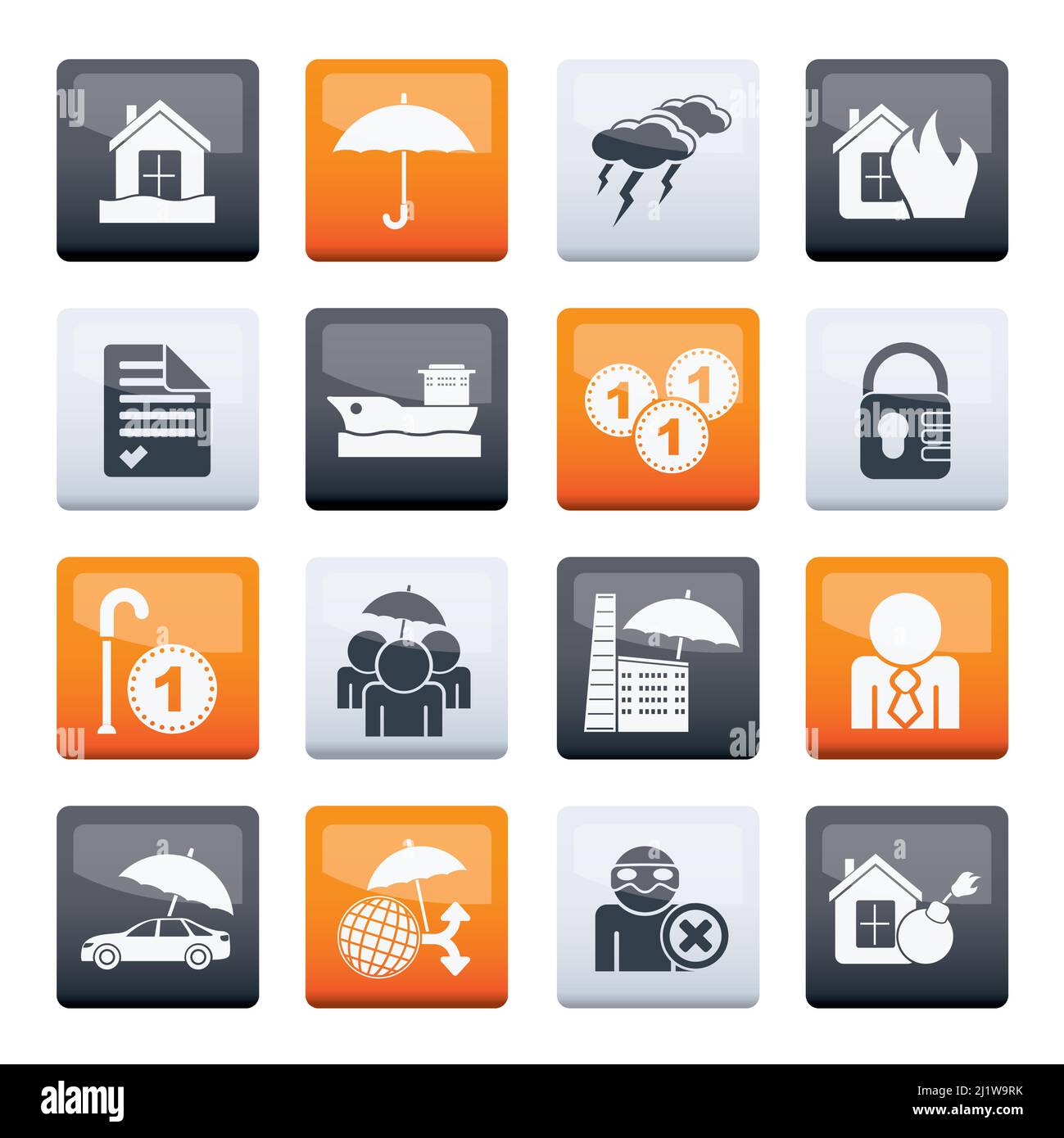Insurance and risk icons over color background - vector icon set Stock ...