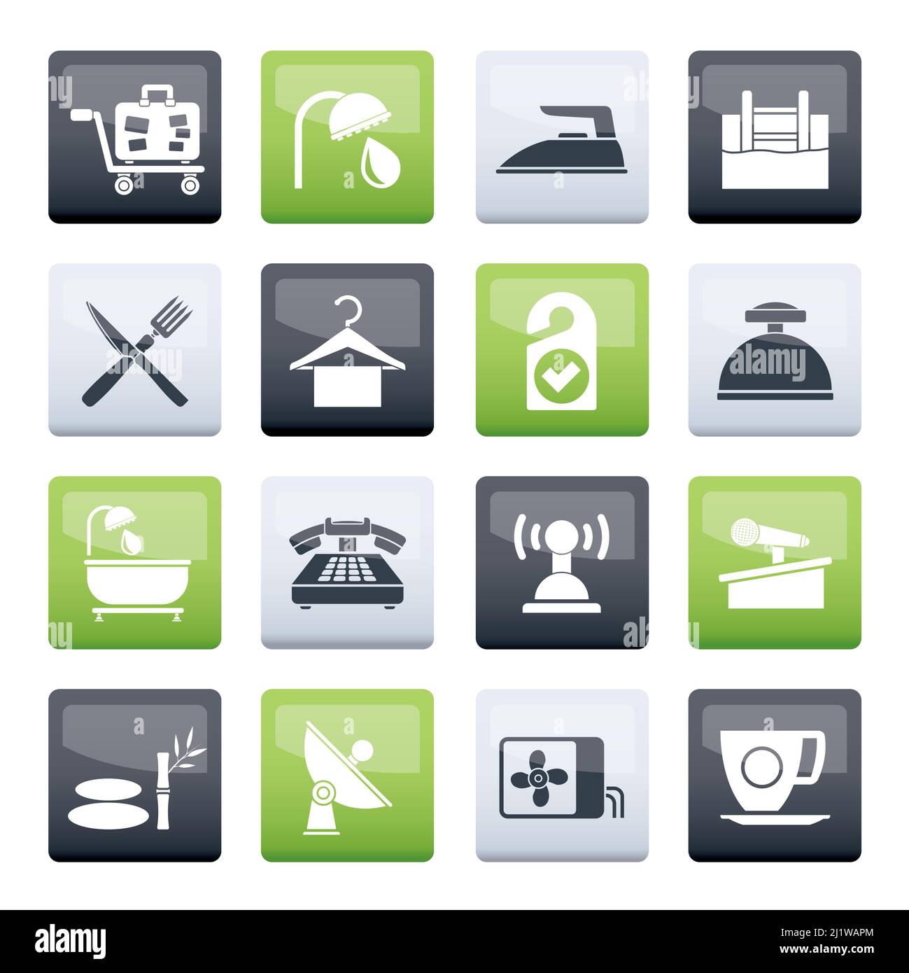 Hotel and motel icons over color background - Vector icon Set Stock ...