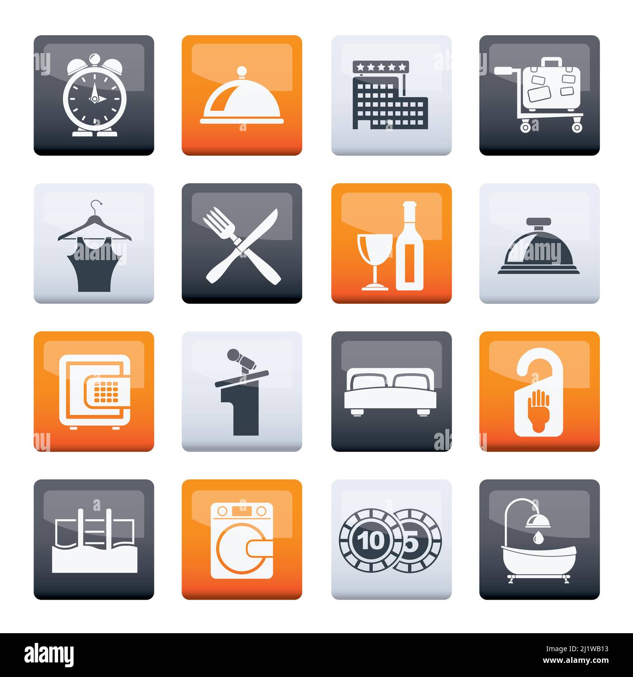 Hotel and motel icons over color background - Vector icon Set Stock ...