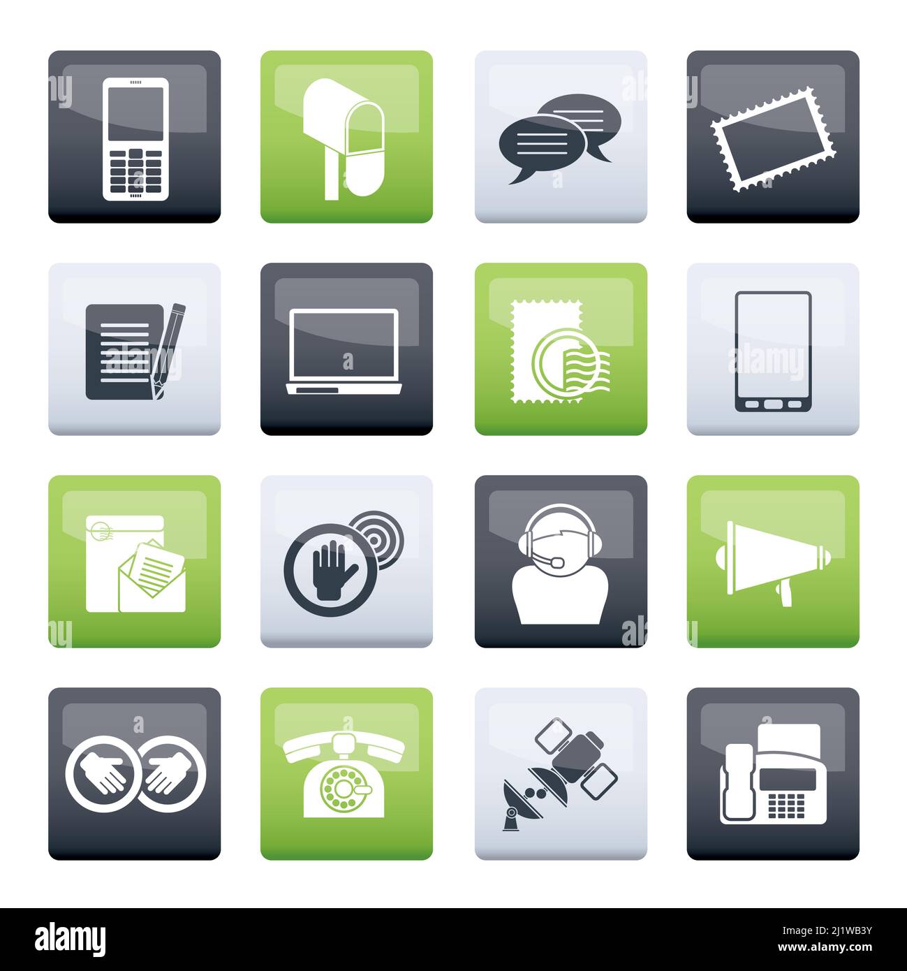 Contact and communication icons over color background - vector icon set ...