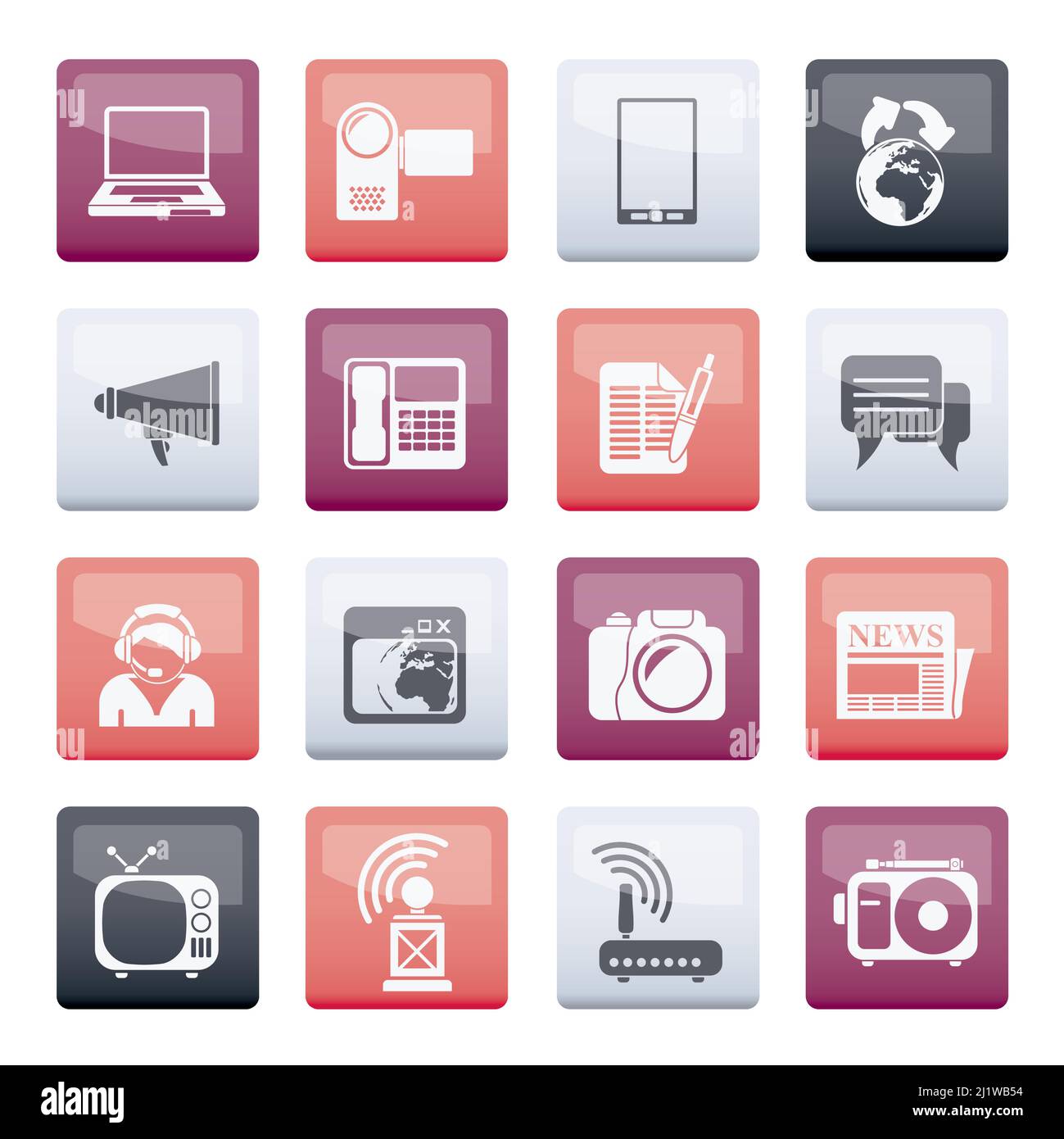 Communication and Technology icons over color background - Vector Icon ...