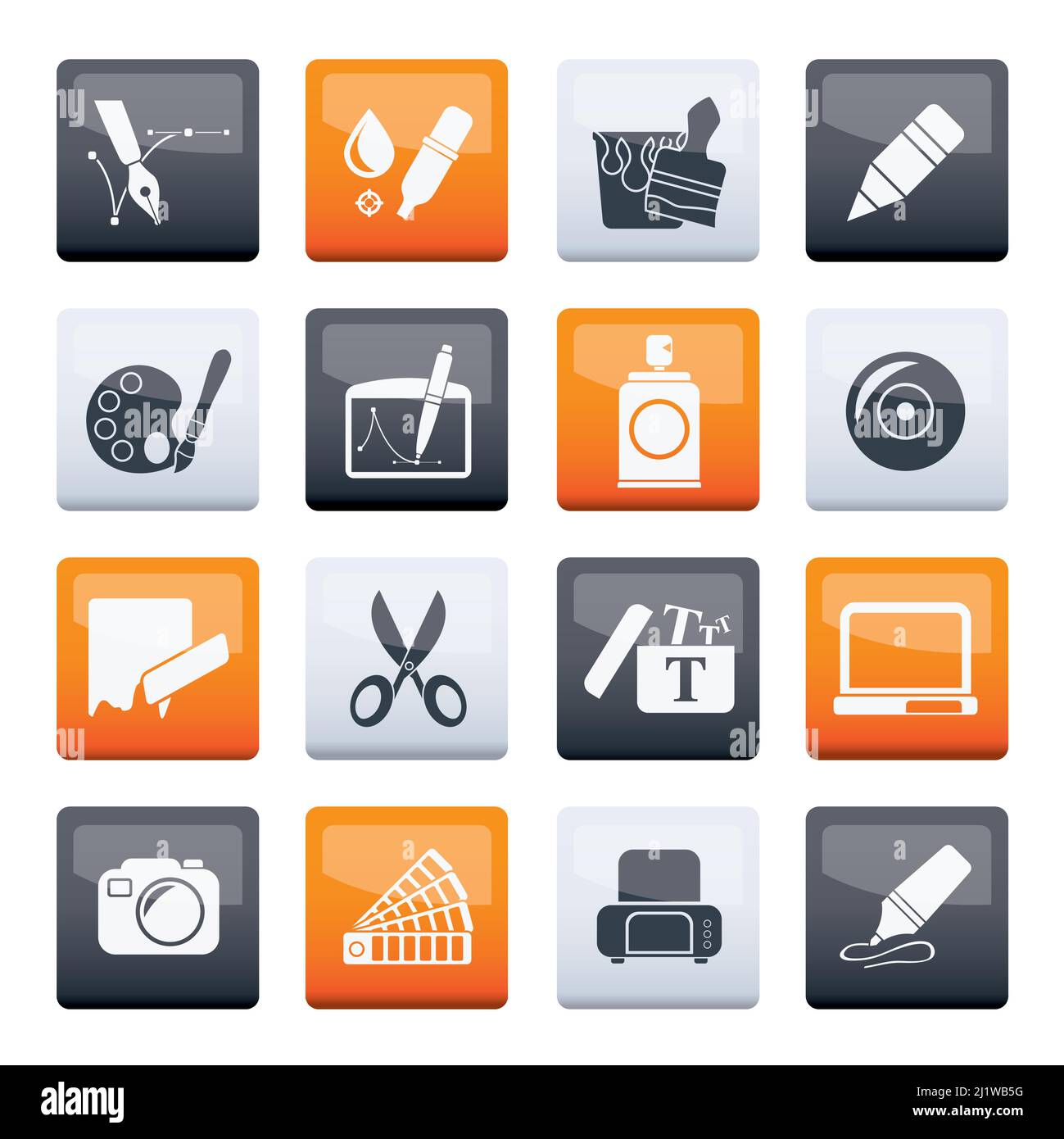 Graphic and web design icons over color background - vector icon set ...