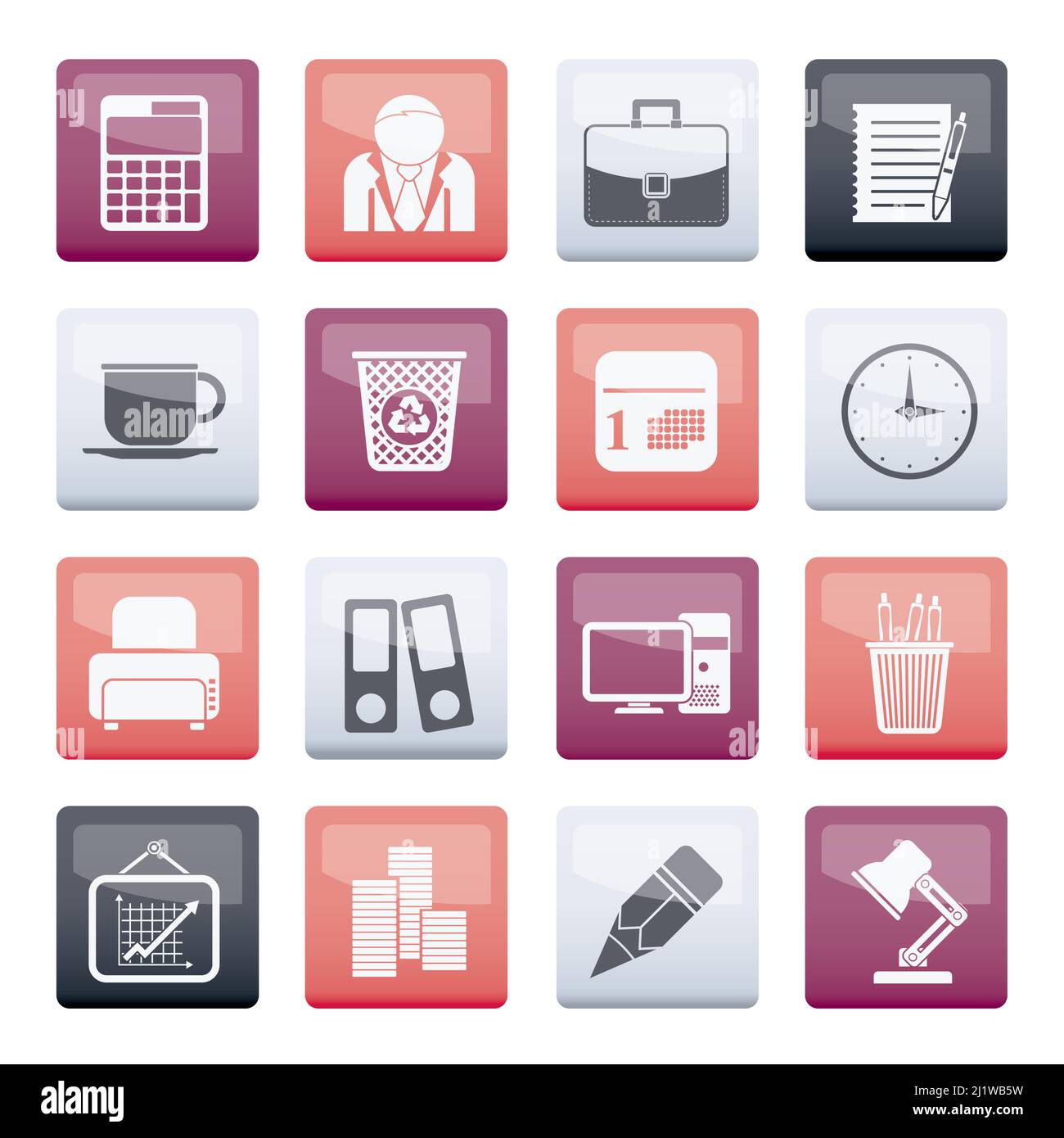 Business and office icons over color background - vector icon set Stock ...