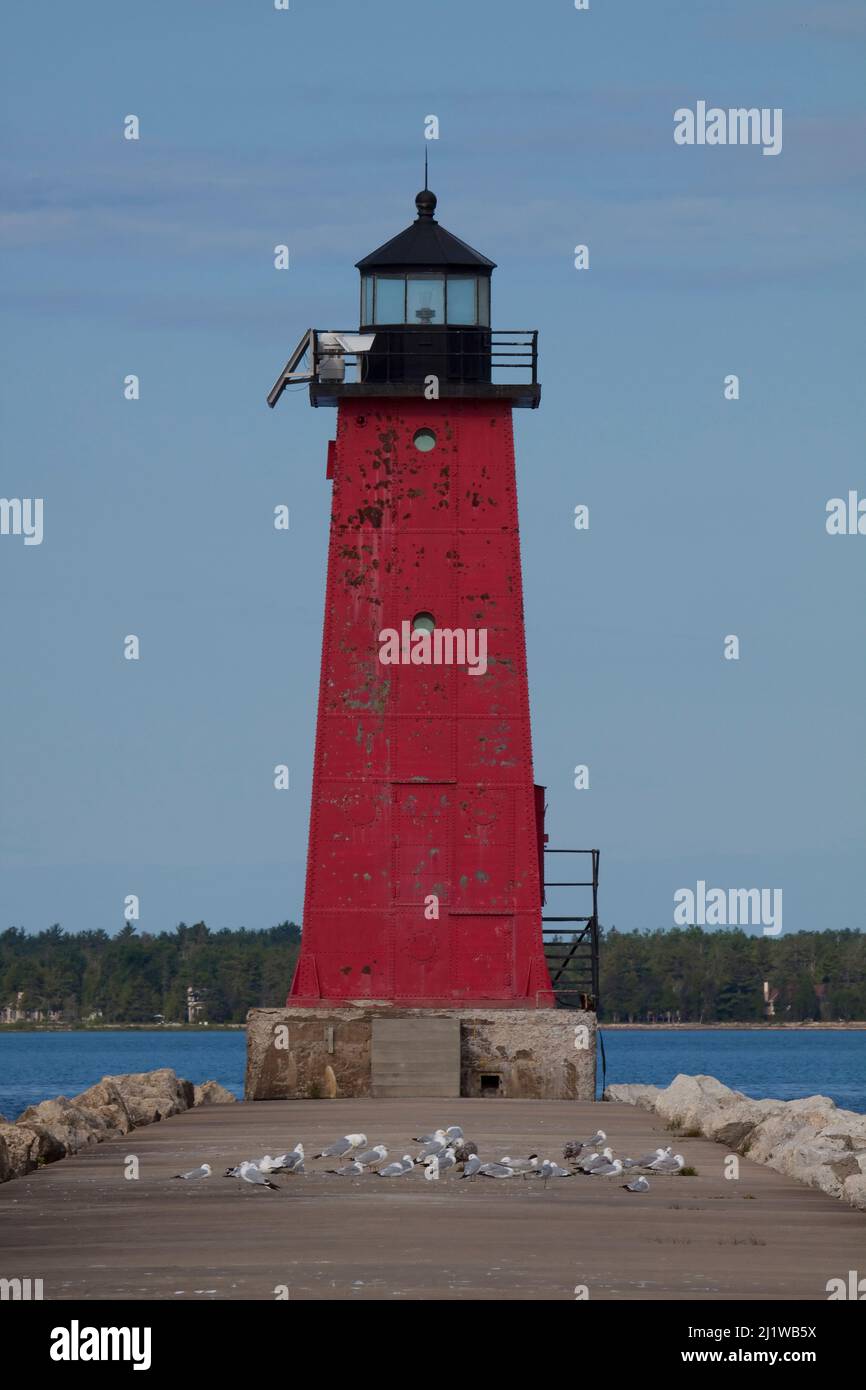 A Breakwater Lighthouse Along Lake Michigan Stock Photo - Alamy