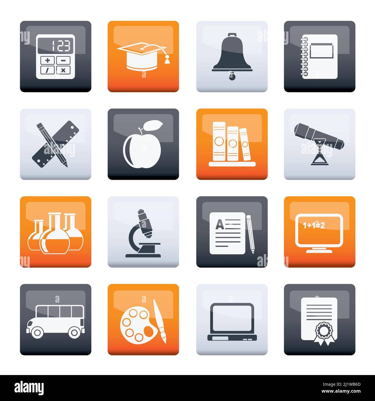 Education and school objects icons over color background - vector icon ...