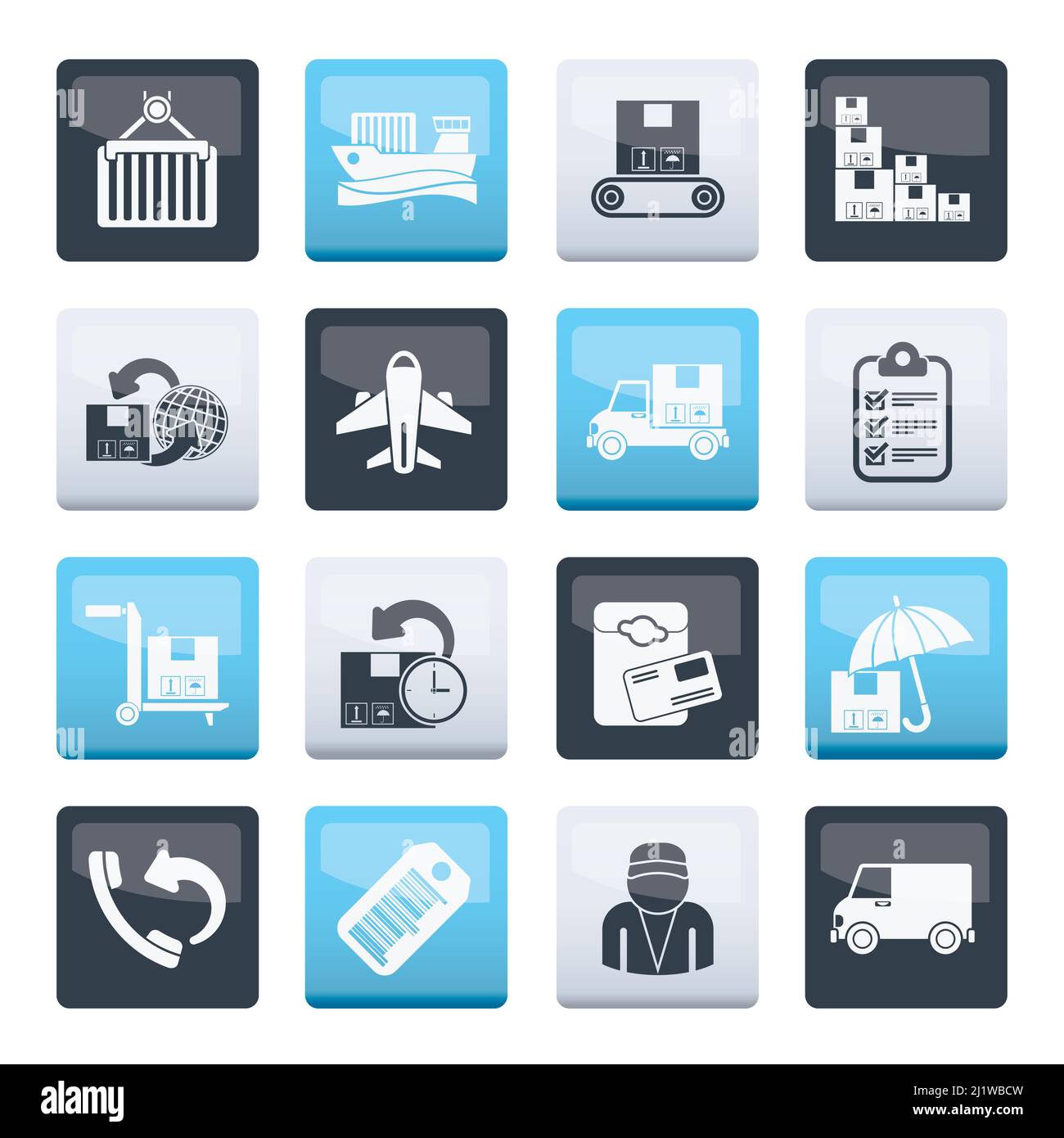 Cargo, shipping and delivery icons over color background - vector icon ...