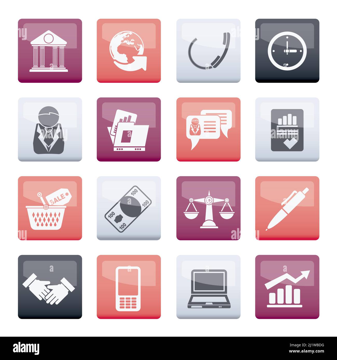 Business and office objects icons over color background - vector icon ...