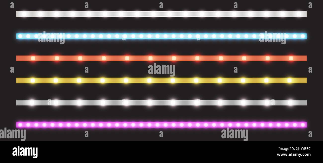 Led strips with neon glow effect isolated on transparent background ...