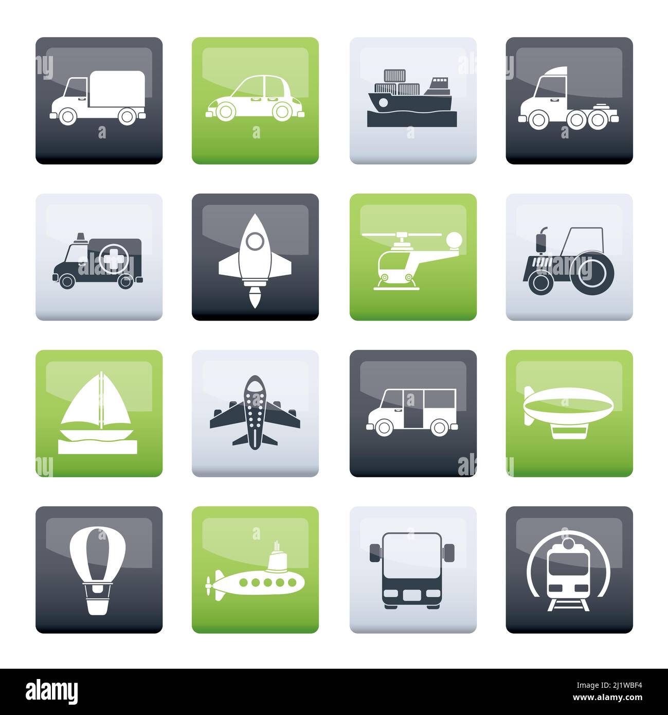 Different kind of transportation icons over color background - vector ...