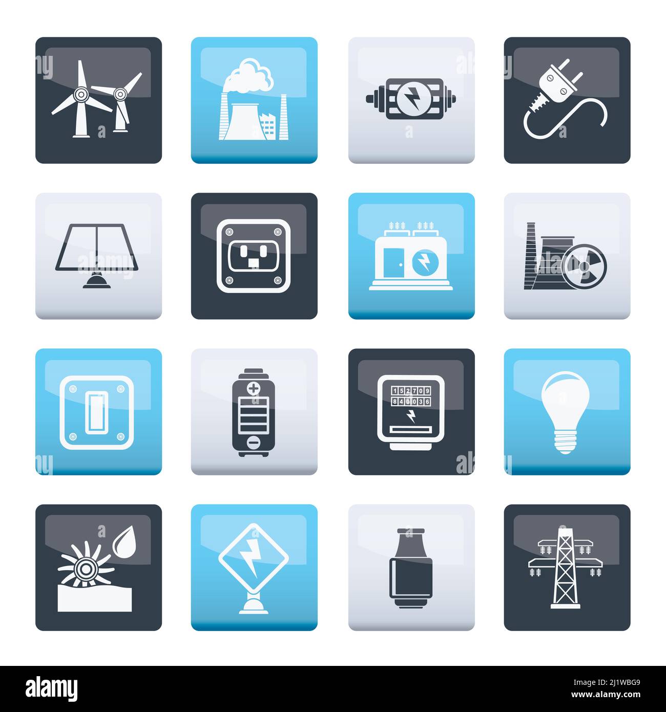 Electricity, power and energy icons over color background - vector icon ...