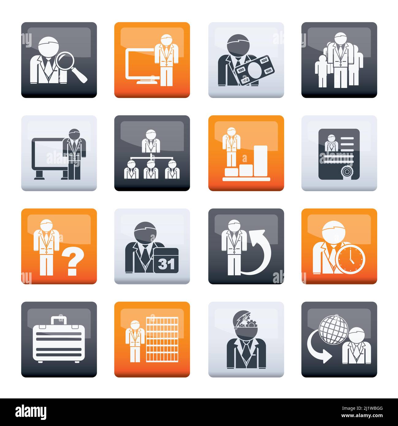 Business, management and hierarchy icons over color background - vector ...