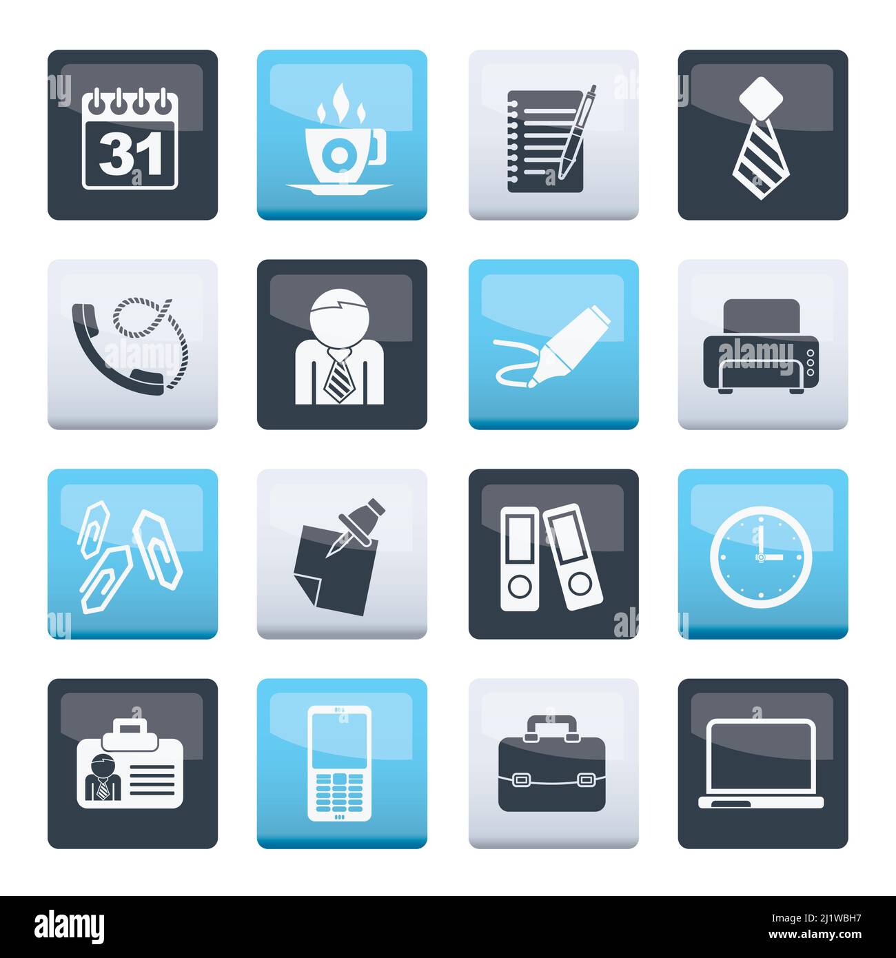 Business and office icons over color background - vector icon set Stock ...