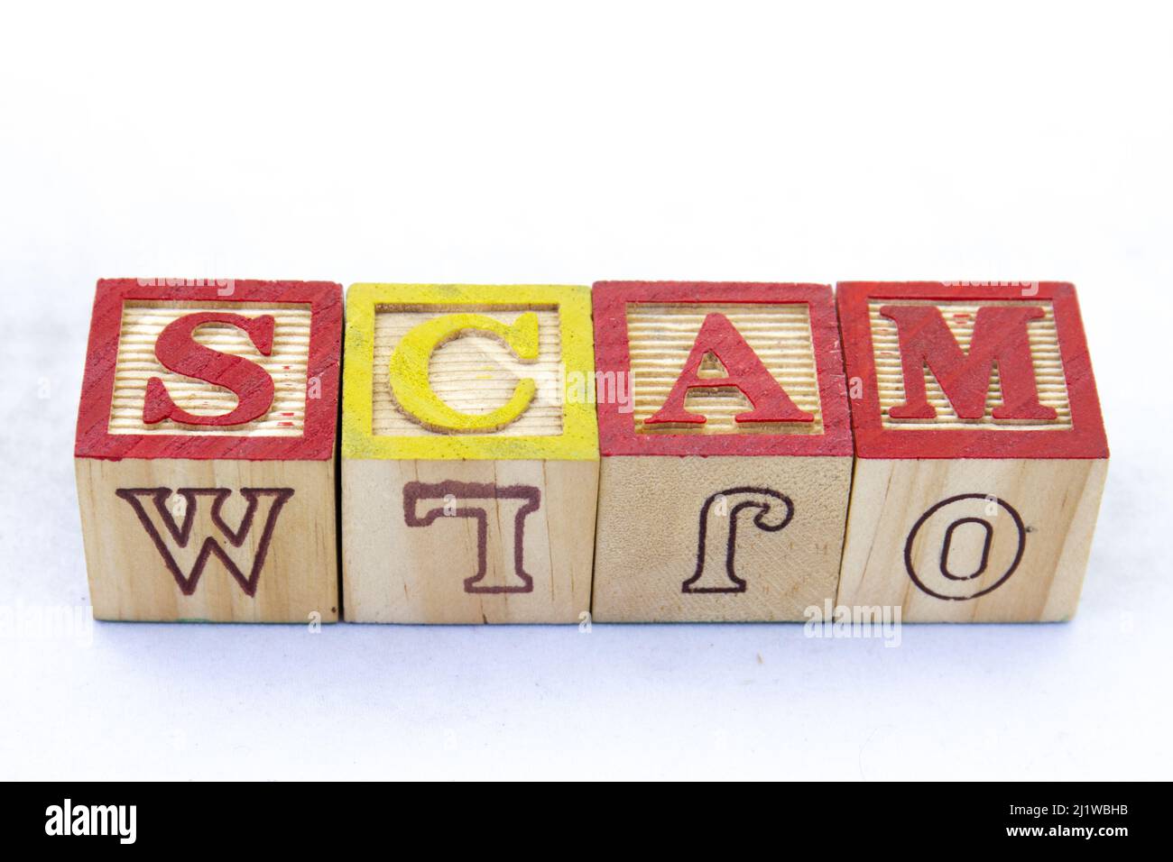 The term SCAM visually displayed on a clear background with copy space ...