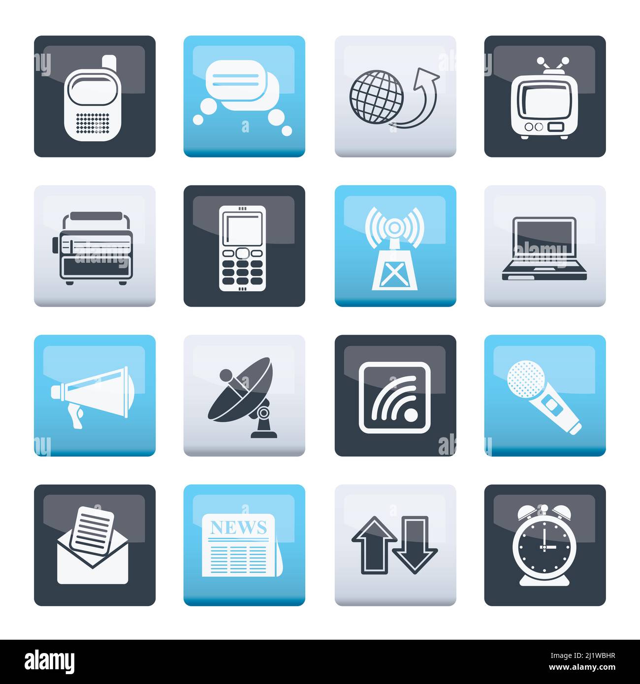 Communication and connection icons over color background - vector icon ...