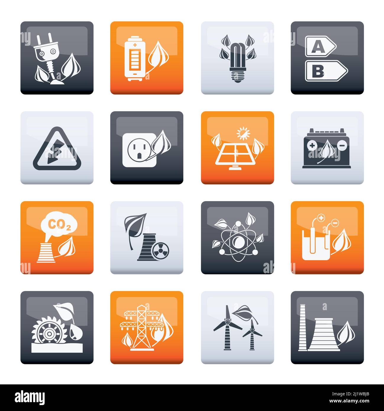 Green energy and environment icons over color background - vector icon ...