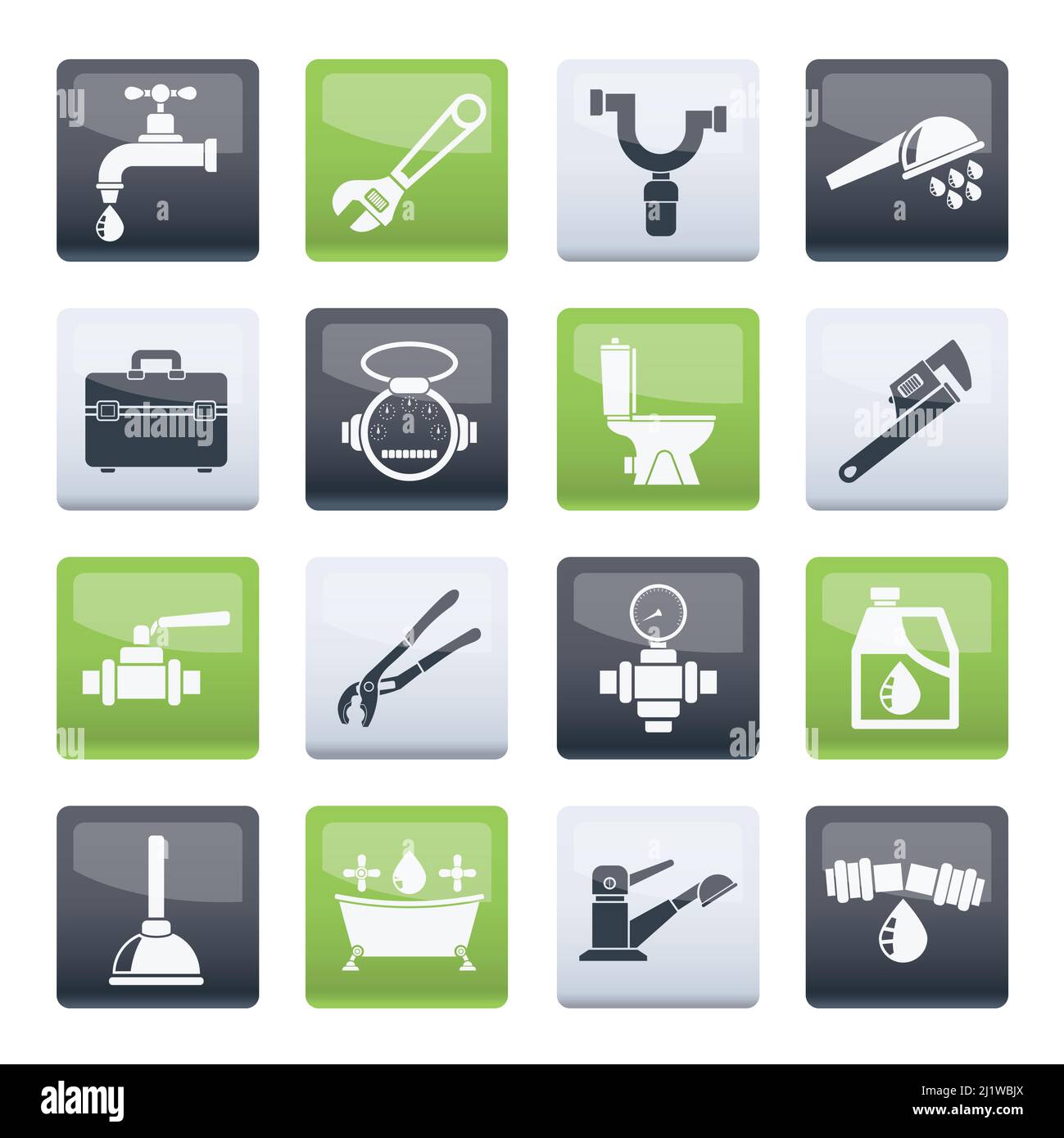 Plumbing objects and tools icons over color background - vector icon ...