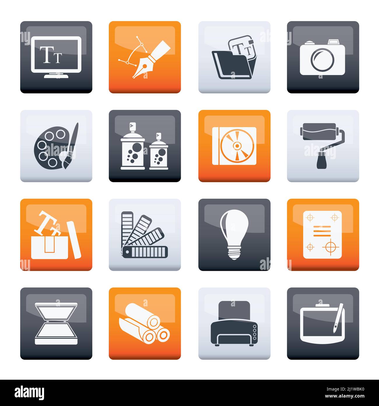 Graphic and website design icons over color background - vector icon ...