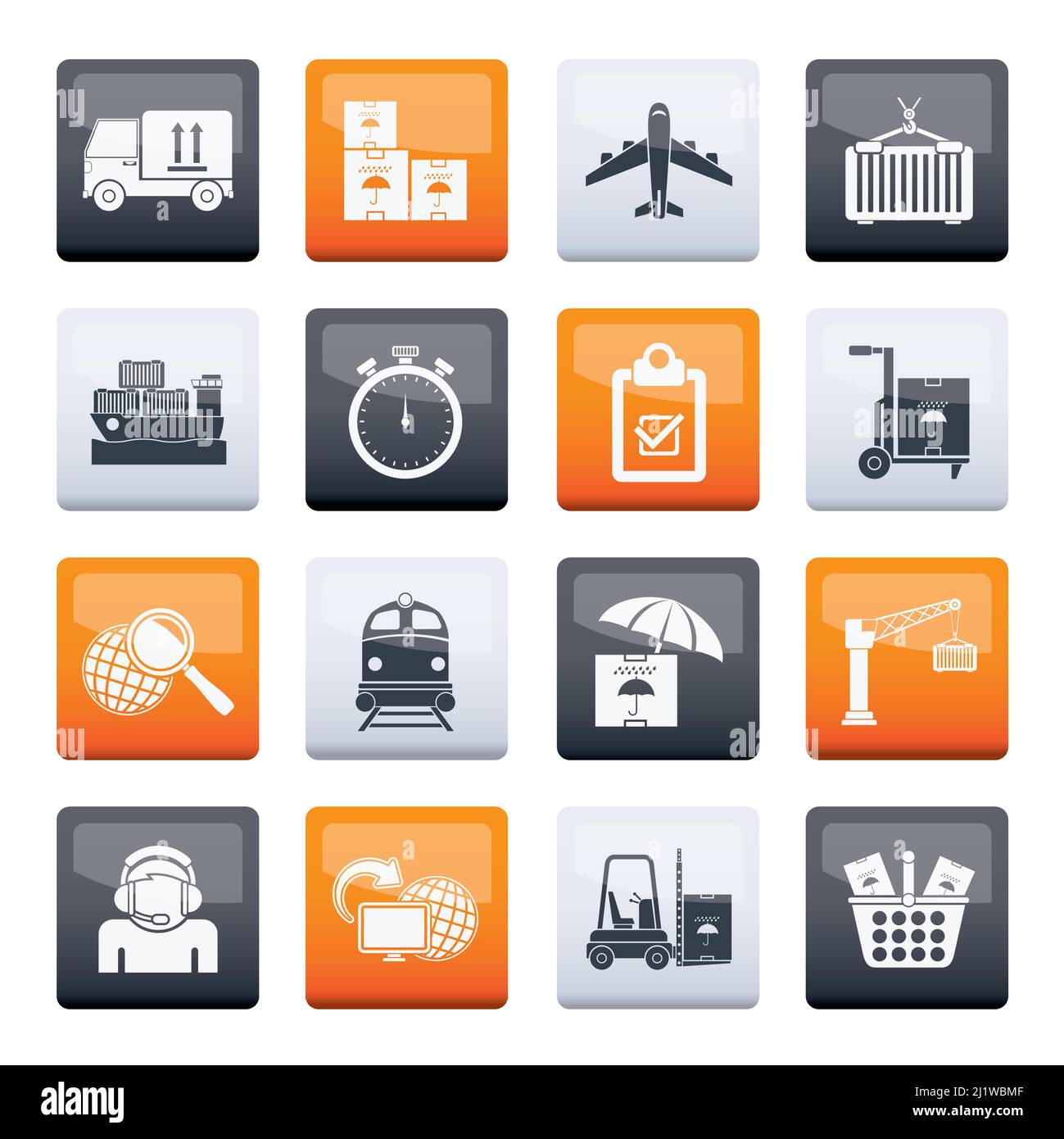 Cargo, shipping and logistic icons - vector icon set Stock Vector Image ...