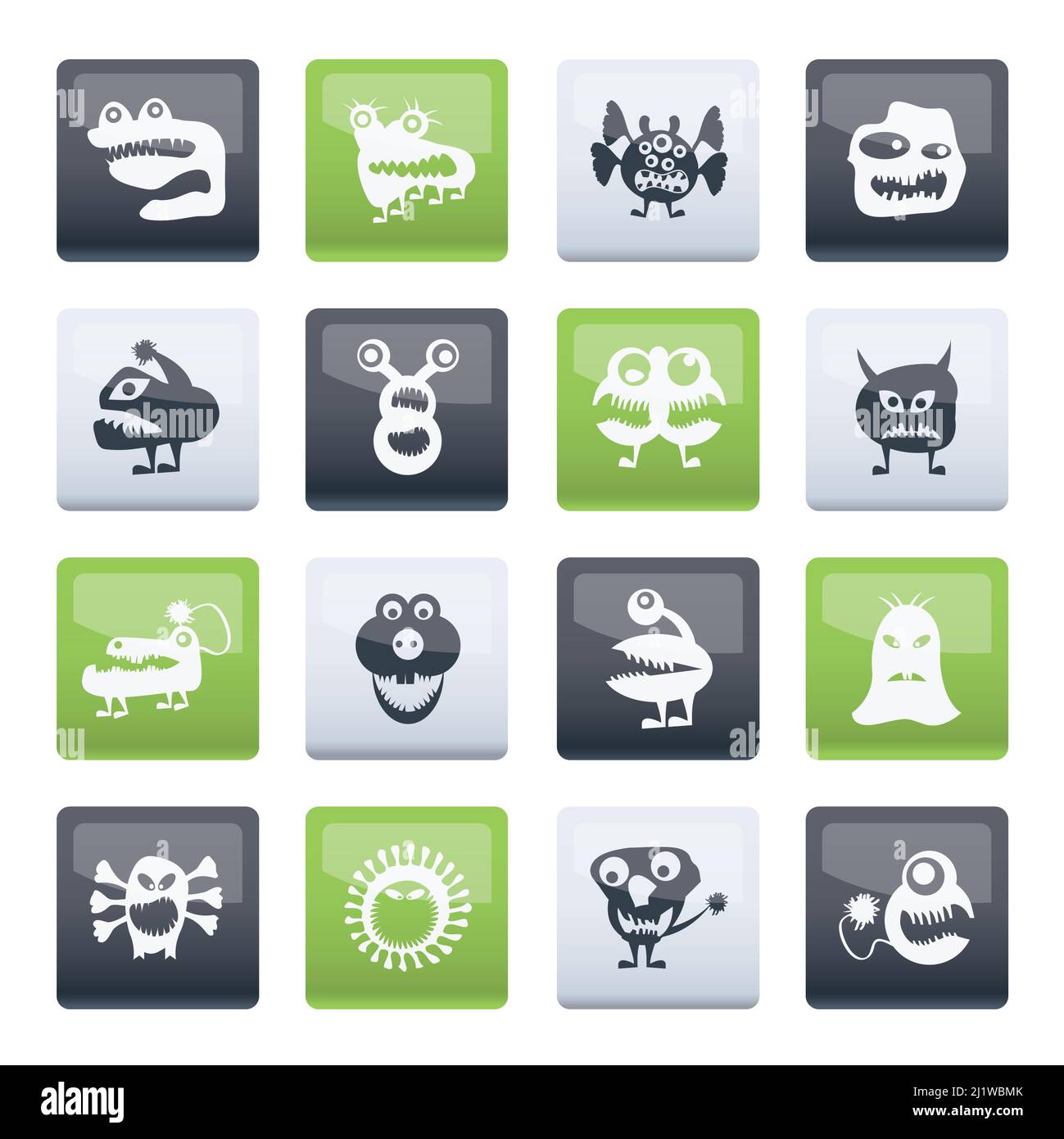 Various abstract monsters illustration over color background - vector ...