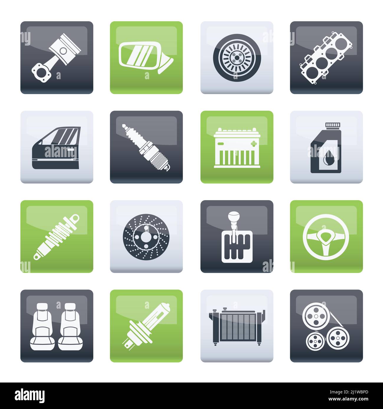 Detailed car parts icons over color background - vector icon set Stock ...