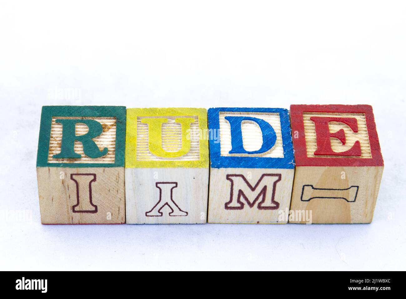 The term RUDE visually displayed on a clear background with copy space ...